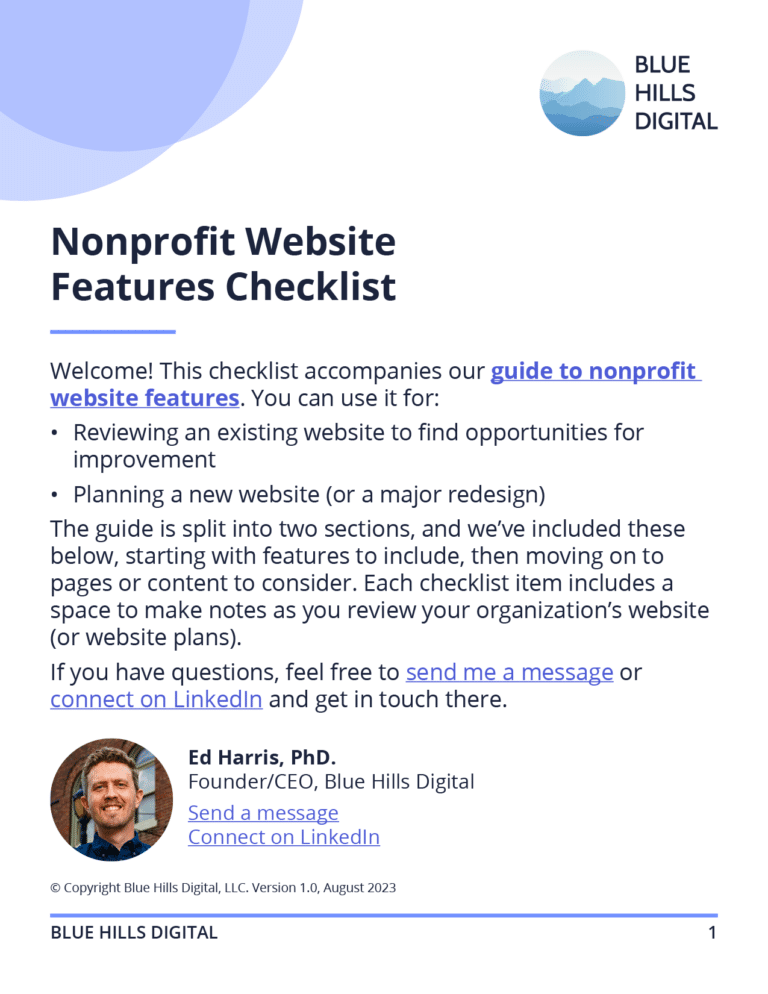 20 Features Every Nonprofit Website Should Include – Blue Hills Digital